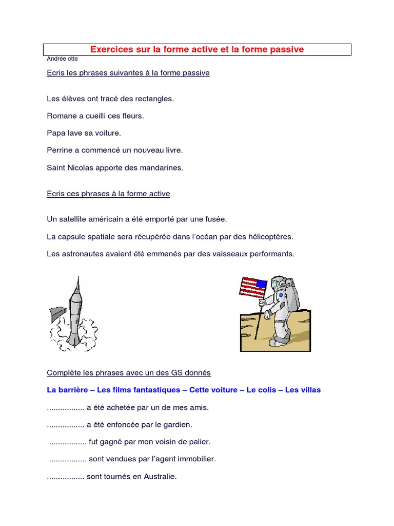 Exercices sur la forme active/passive | PDF | Vol spatial humain ...