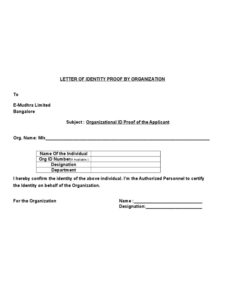 Organizational Identity Verification Letter | PDF