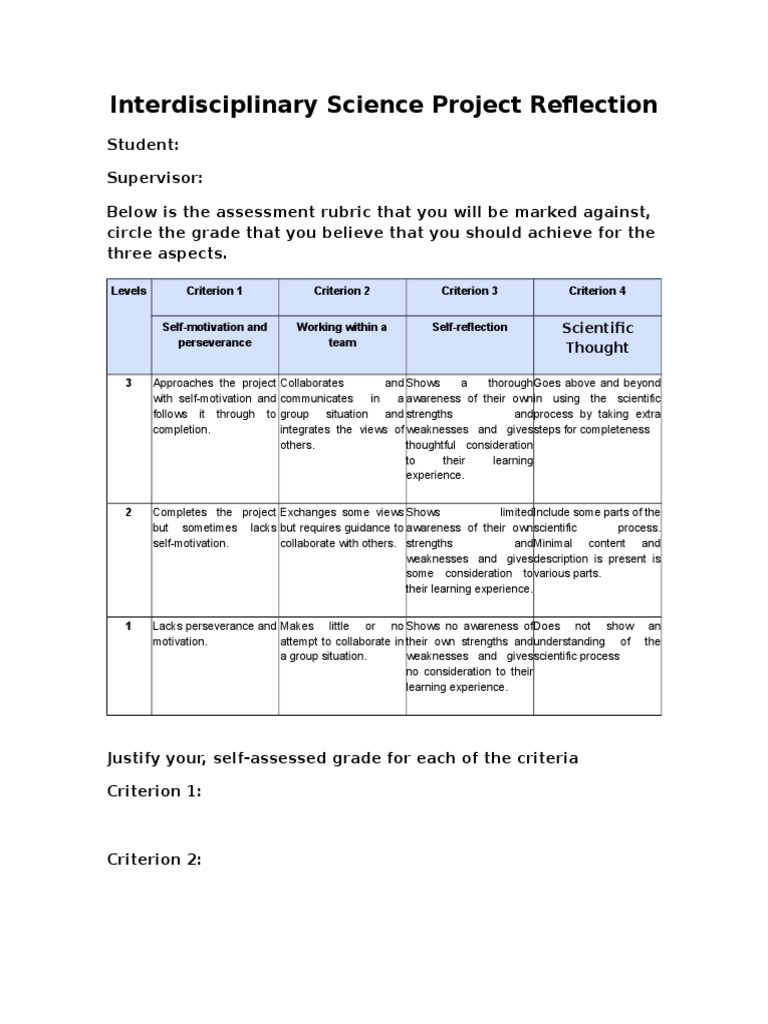 Scaffold Science Fair Rubric