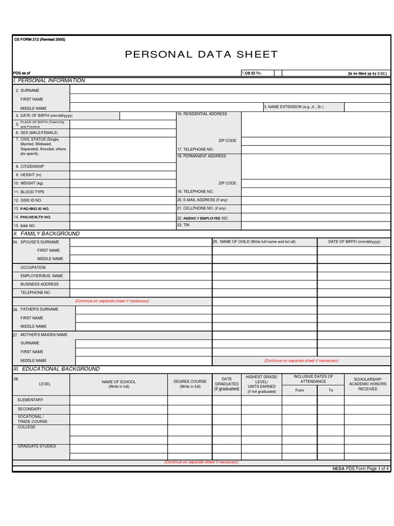 Neda Pds Form Fillable 20150721 | PDF | Government Information | Social ...