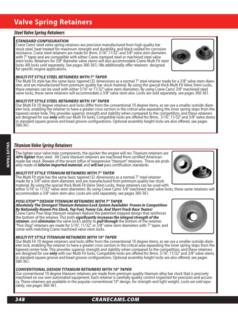 Steel Valve Spring Retainers | PDF | Valve | Vehicles
