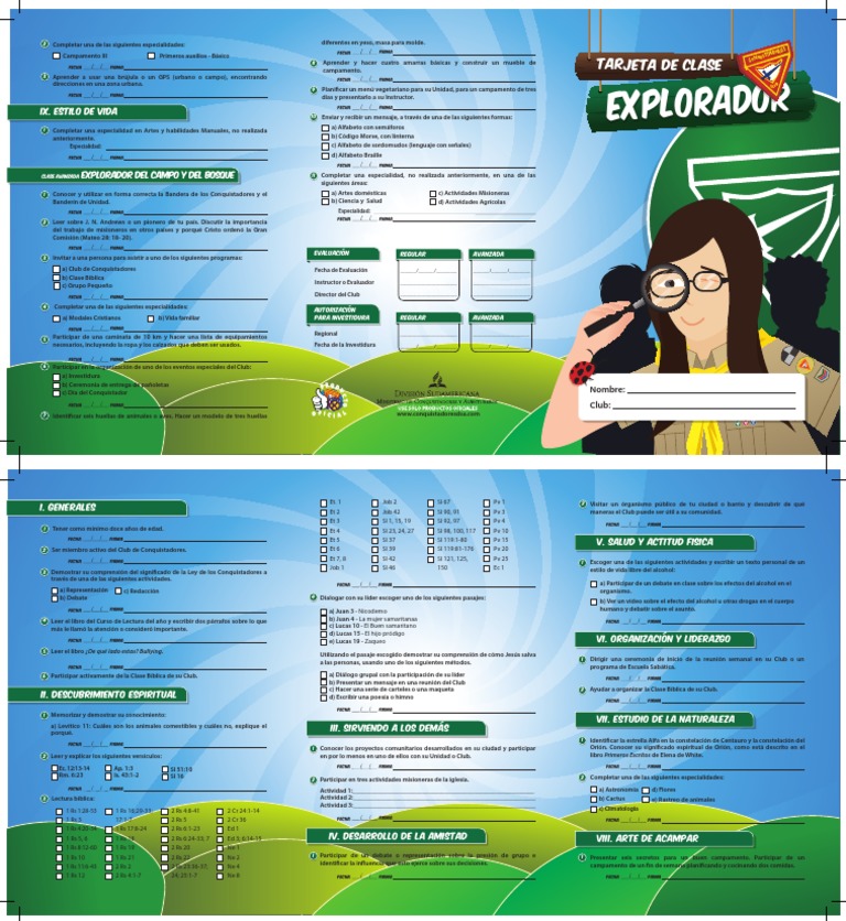 Tarjeta de Clase Explorador 2014 PDF | PDF | Personas | Religión y creencia