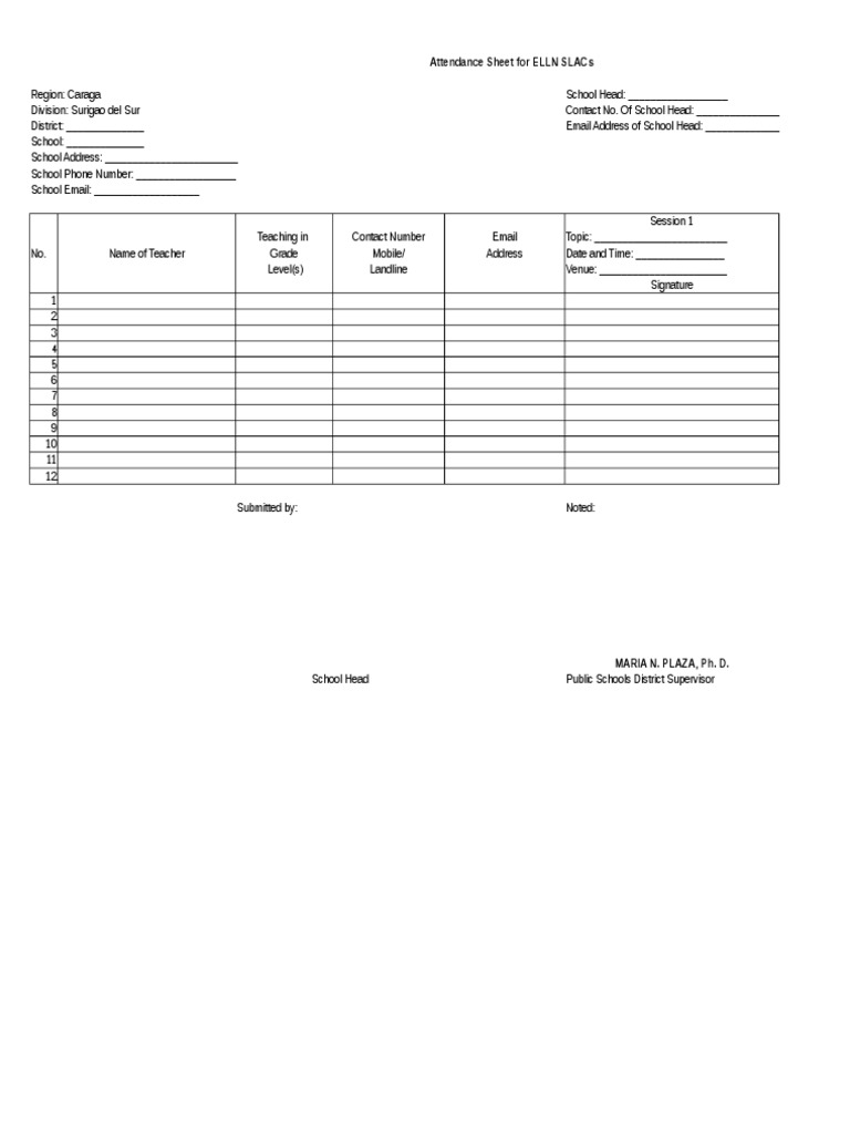 Attendance Sheet ELLN LAC | Download Free PDF | Information And ...