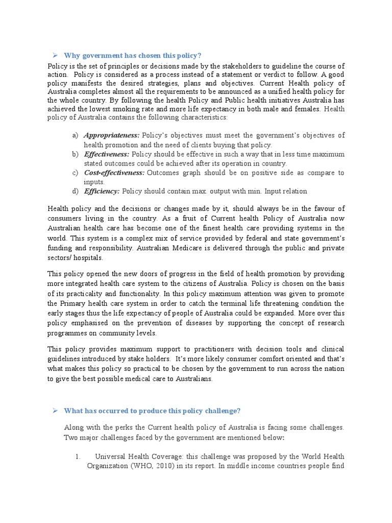 Health Policy Assignment | PDF | Health Policy | Health Care