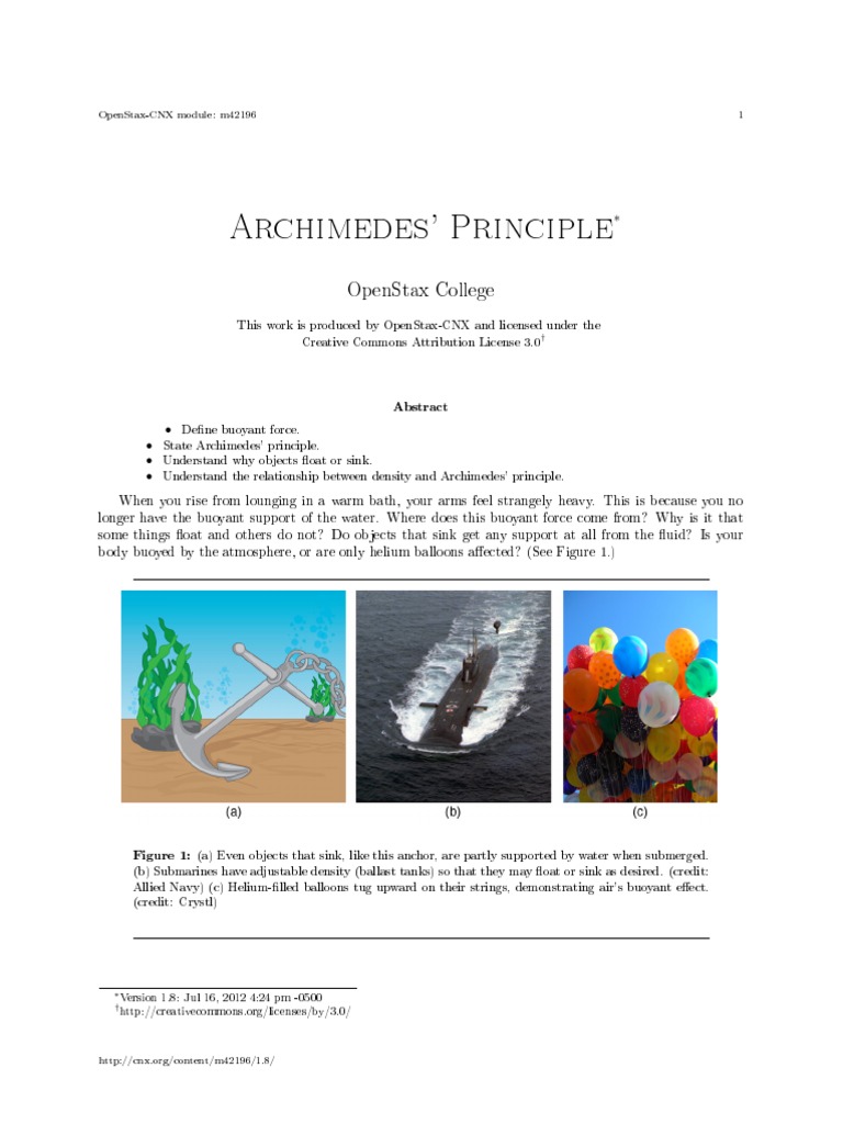 Archimedes Principle 8 | PDF | Buoyancy | Density