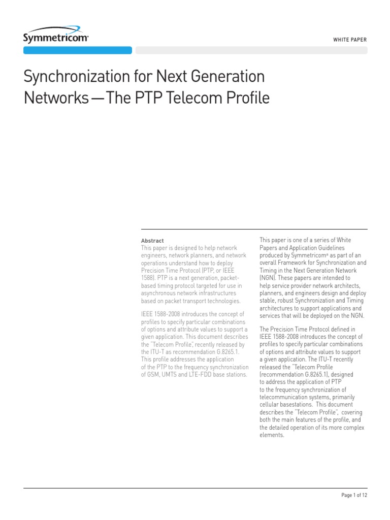 PTP Telecom Profile | PDF | Telecommunications | Media Technology