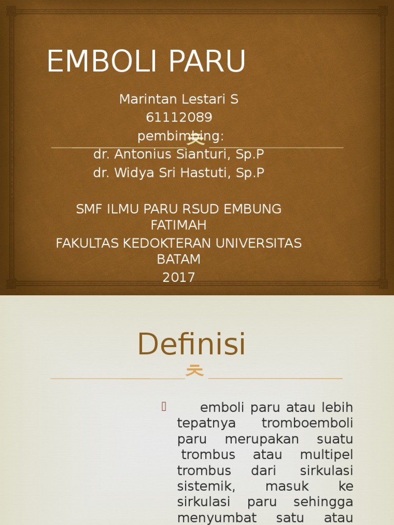 Panduan Medis Emboli Paru | PDF