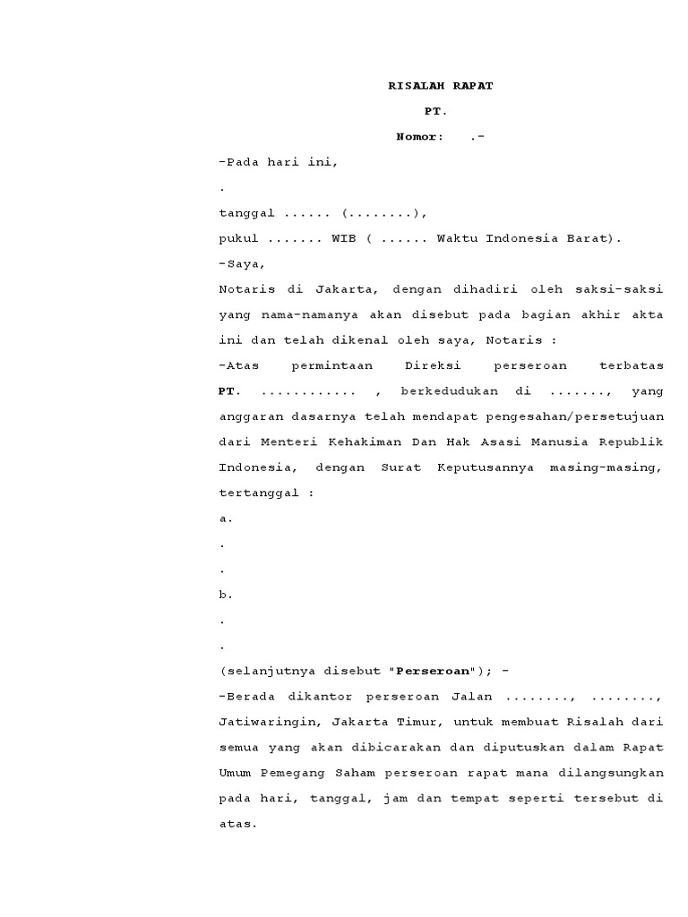 Risalah Rapat PT | PDF