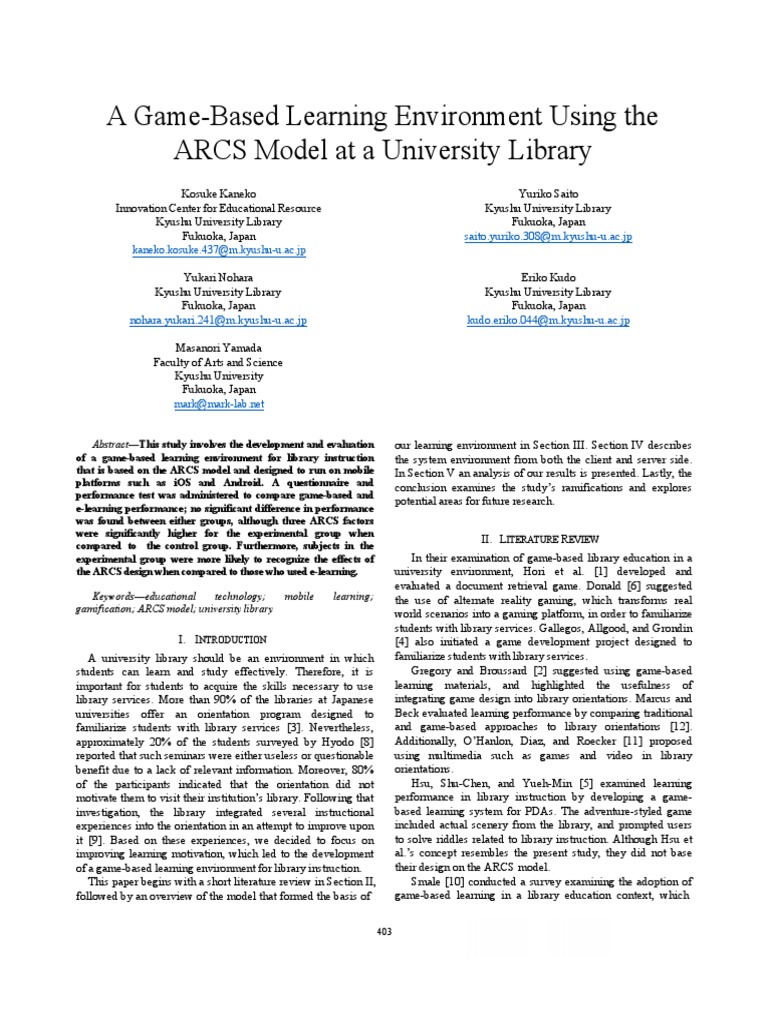 A Game-Based Learning Environment Using PDF | PDF | Web Application | Educational Technology