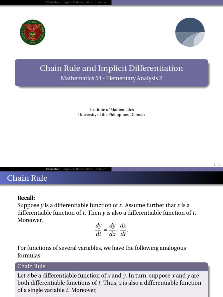 26 Chain Rule and Implicit Differentiation PDF | PDF | Derivative ...