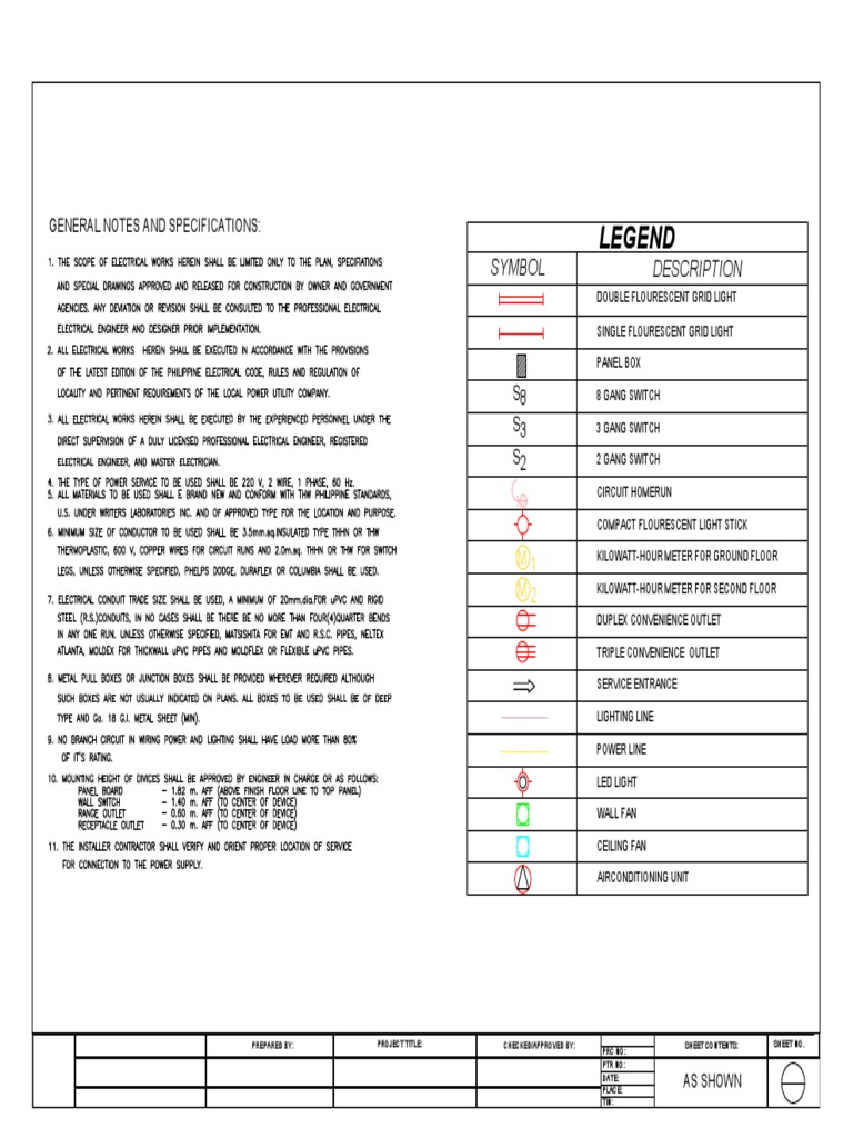 Electrical Legend and Symbols Guide | PDF | Electrical Equipment ...