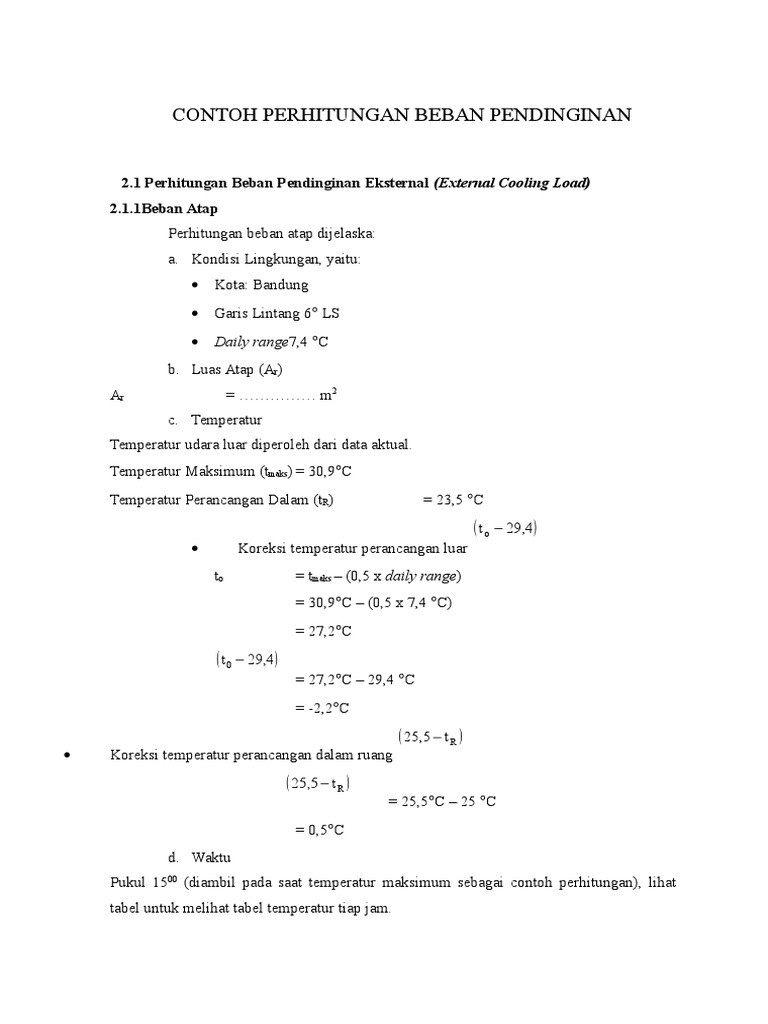 Contoh Perhitungan Beban Pendinginan | PDF