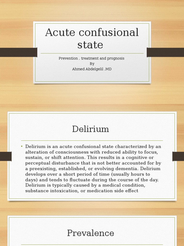 Delirium: Causes, Treatment, and Prognosis | PDF | Psychiatric ...