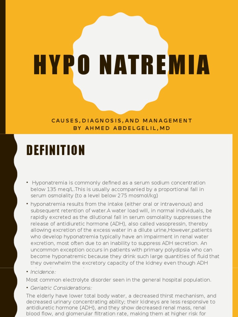 Hypo Natremia: Causes, Diagnosis, and Management by Ahmed Abdelgelil ...