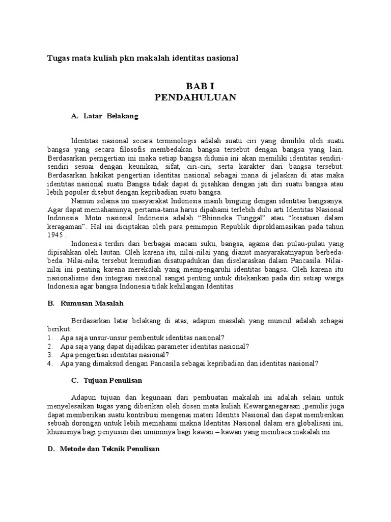 Tugas Mata Kuliah PKN Makalah Identitas Nasional | PDF | Politik | Ilmu Sosial