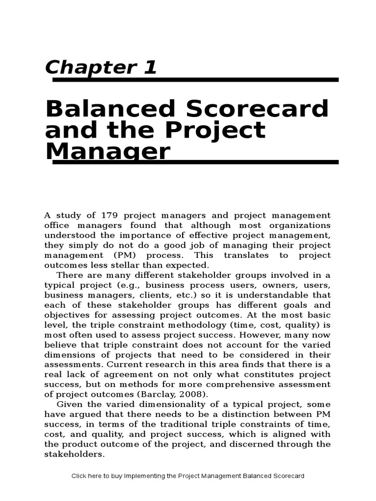 Balanced Scorecard and Project Manager | PDF | Project Management ...