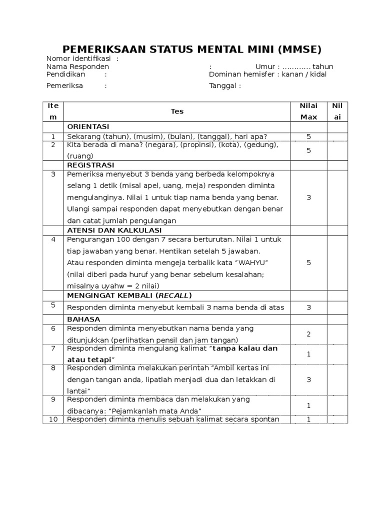 Form MMSE | PDF