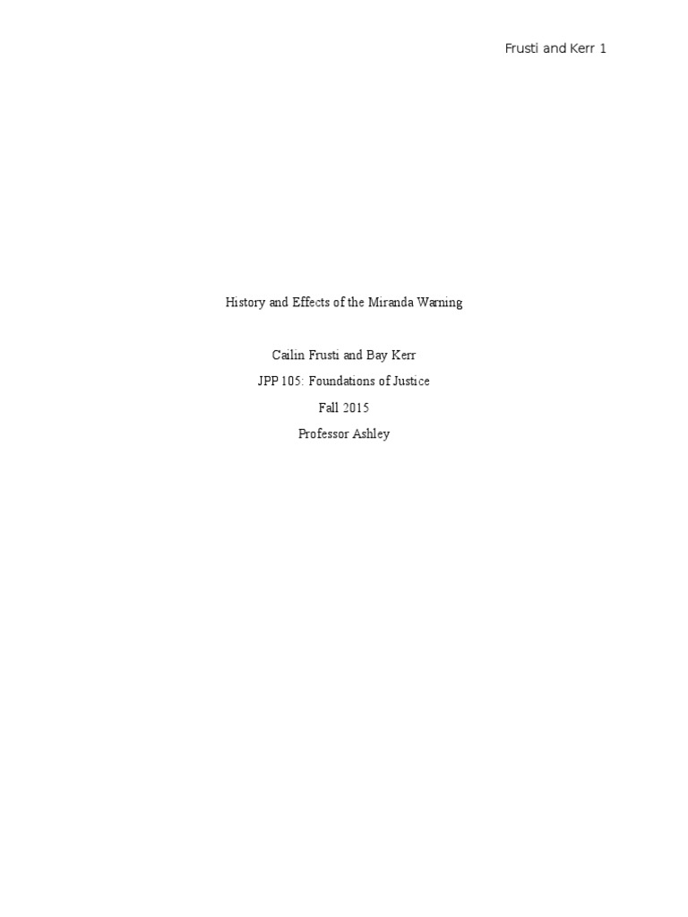 Effects of The Miranda Warning | PDF | Miranda Warning | Right To Silence