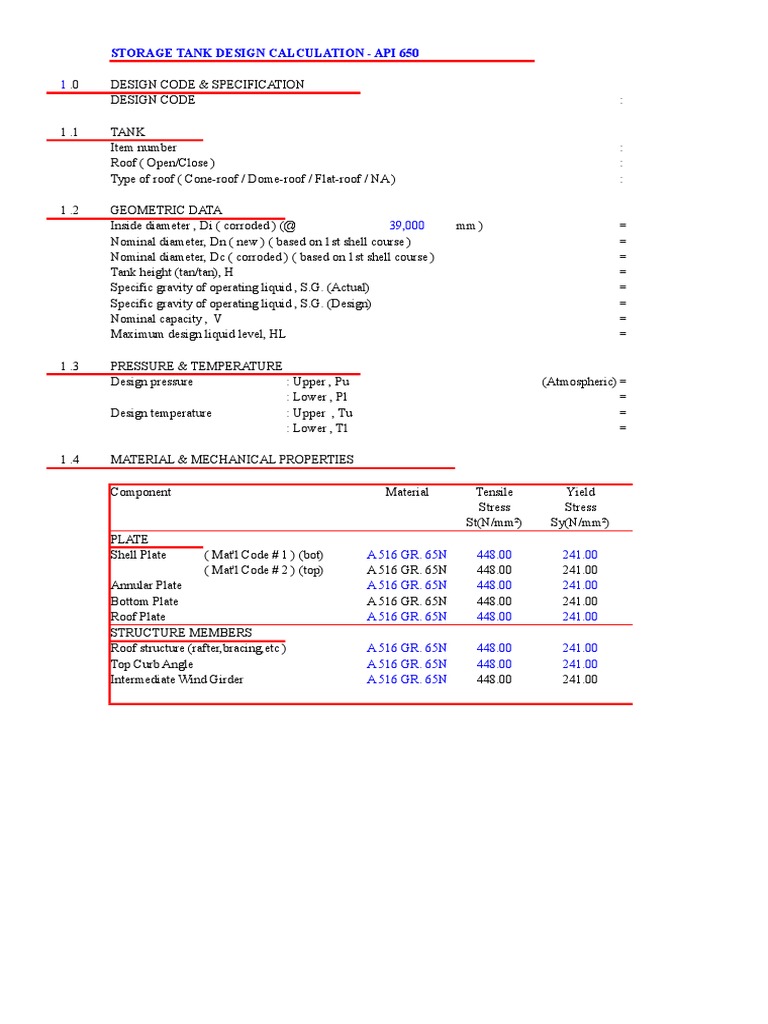 API 650 Storage Tank Design Guide | PDF