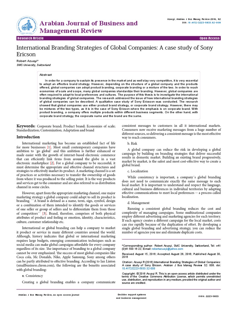International Branding Strategies of Global Companies A Case Study of ...