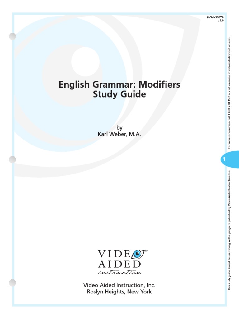 English Grammar: Modifiers Study Guide: by Karl Weber, M.A | PDF ...