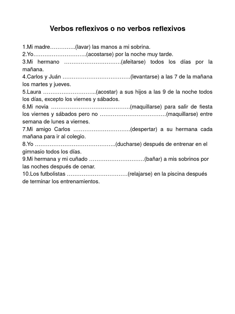 Si o No Verbos Reflexivos | PDF