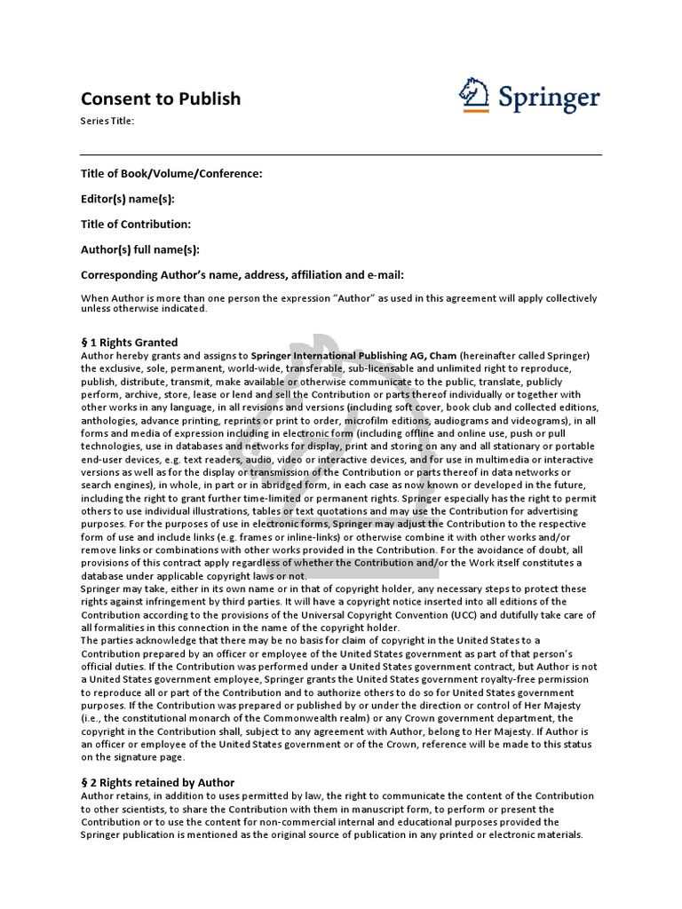 Consent To Publish | PDF | Copyright | Publishing