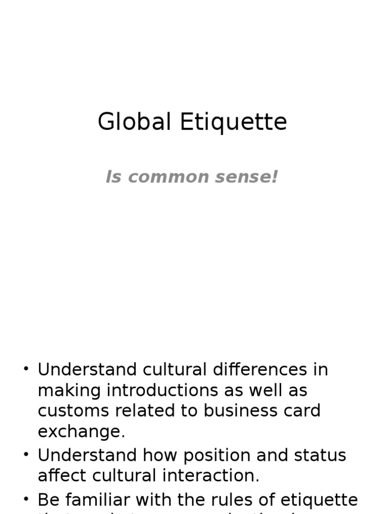 Global Business Etiquette Essentials | PDF | Career & Growth