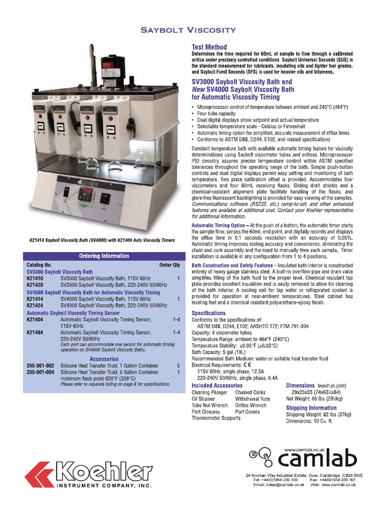 Saybolt Viscosity | PDF