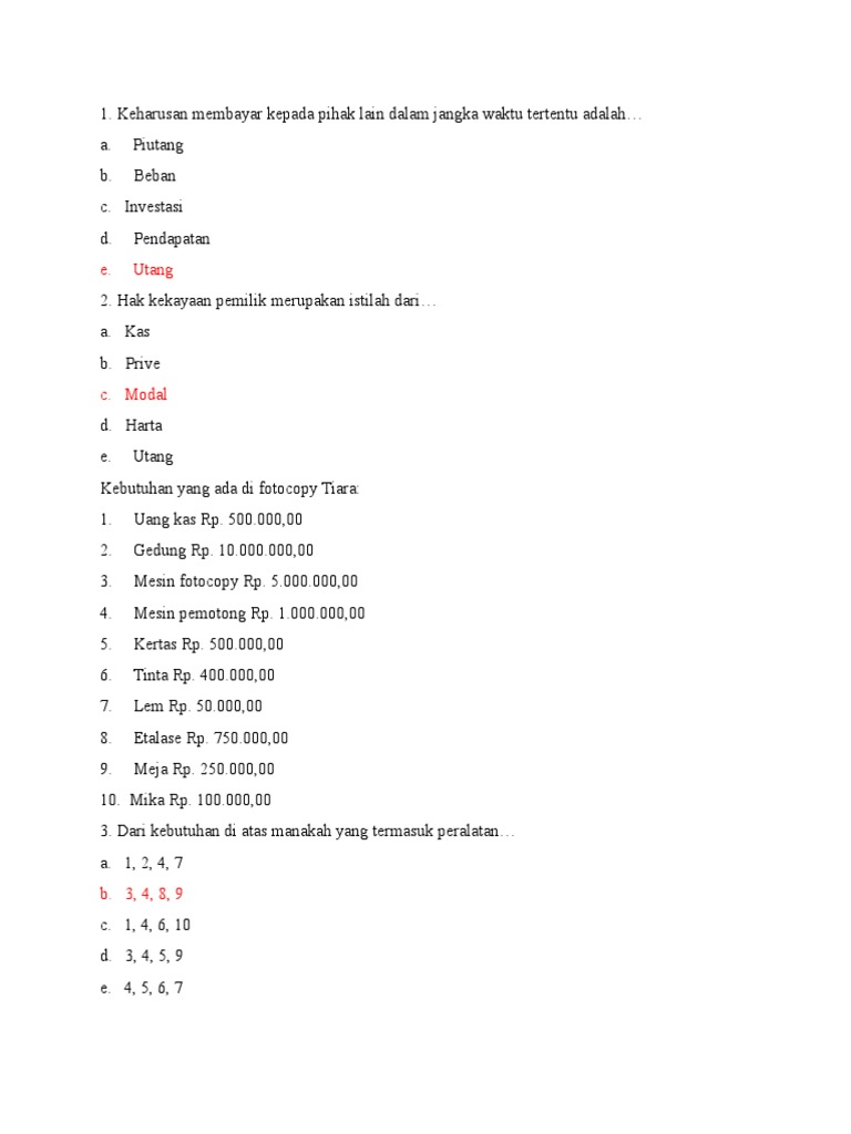 Soal Akuntansi Kelas 10 Ips | PDF | Bisnis