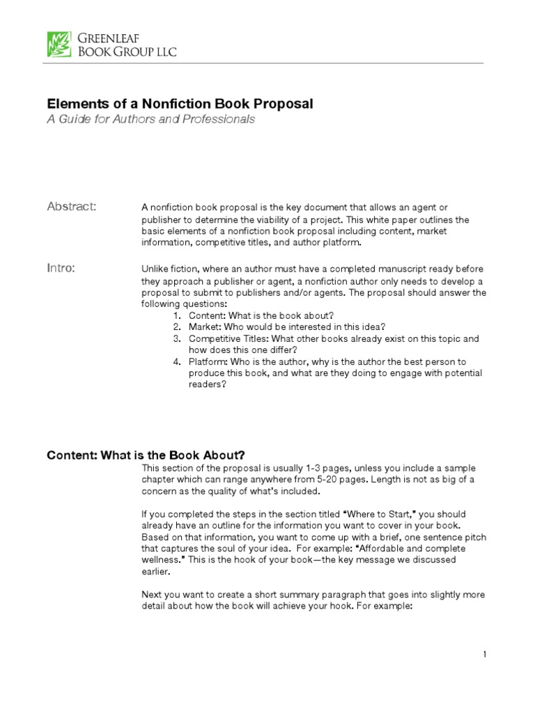 Elements of A Nonfiction Book Proposal | PDF | Publishing | Social Media