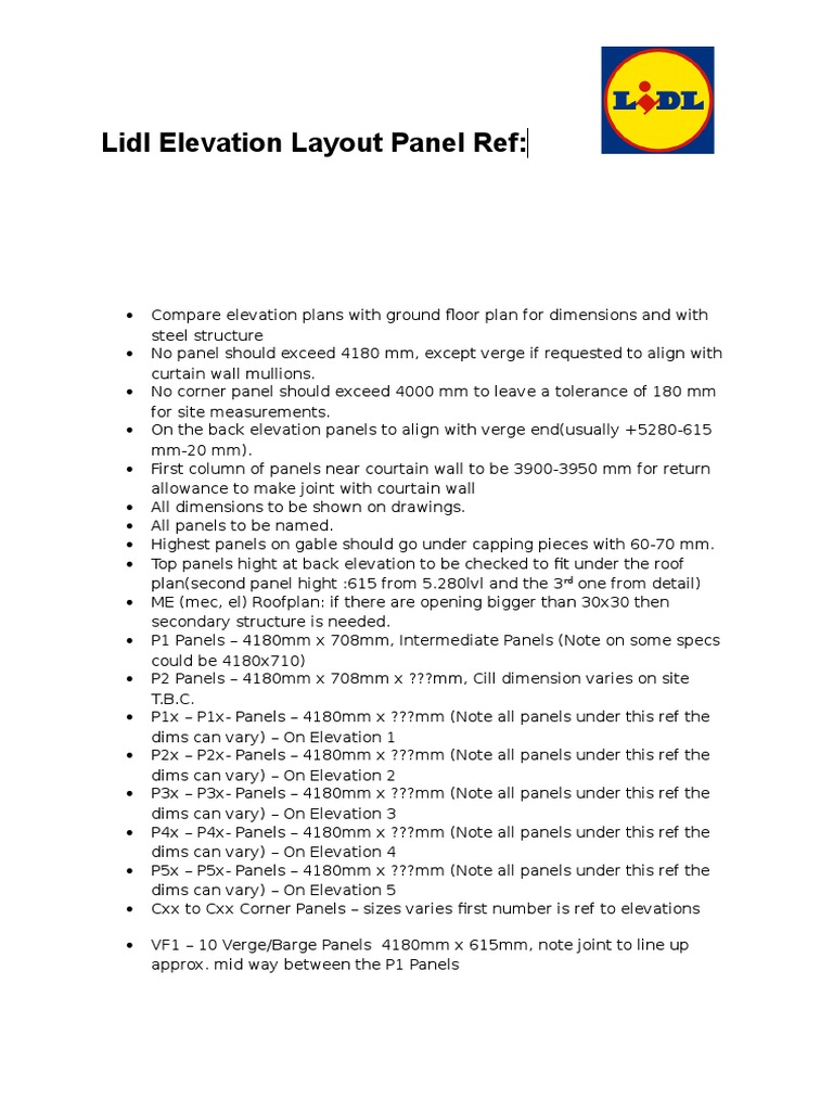 Lidl Elevation Layout Panel Ref | PDF