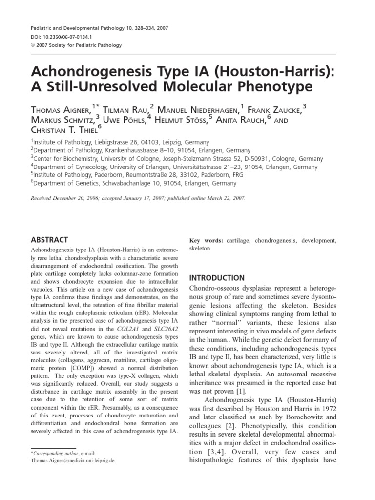 Acondrogenesis IA | PDF | Cartilage | Collagen