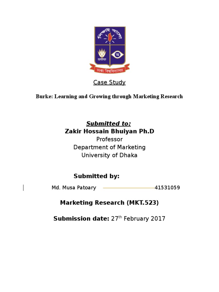 Burke: Learning and Growing Through Marketing Research: Case Study | PDF