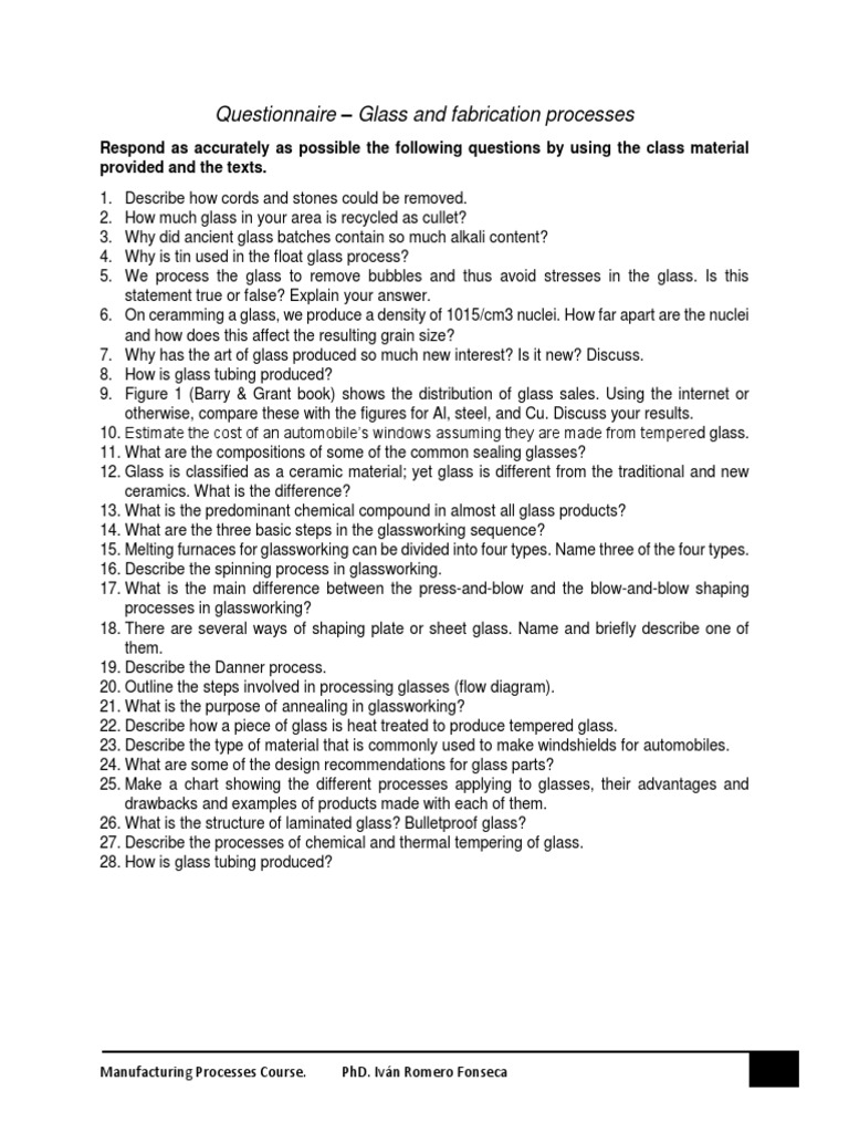 Questionnaire - Glasses | PDF