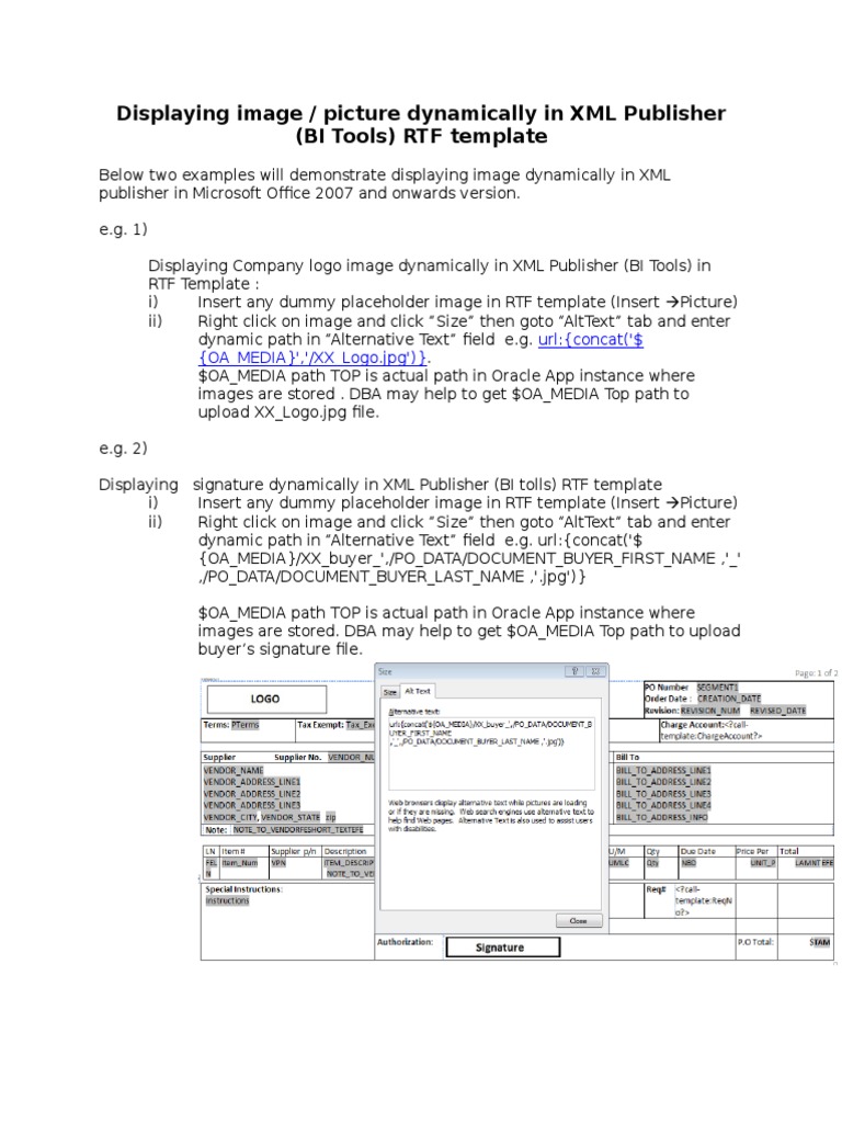 Displaying Image / Picture Dynamically in XML Publisher (BI Tools) RTF ...