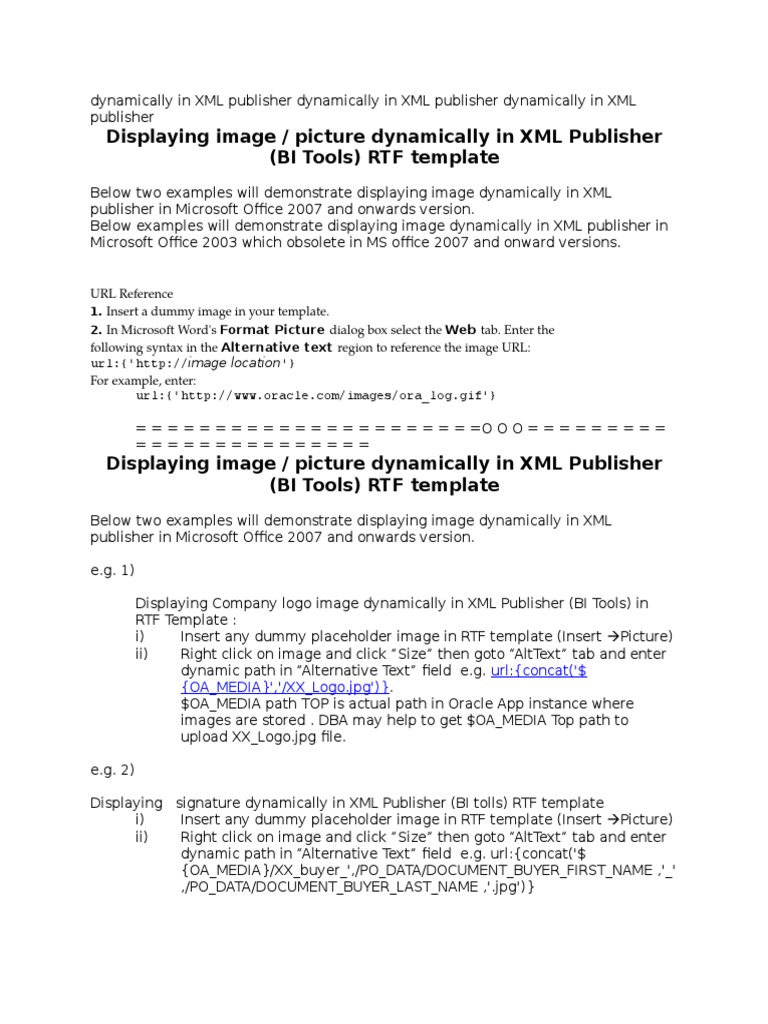 Displaying Image Picture XML Publisher | PDF | Xml | Microsoft Word