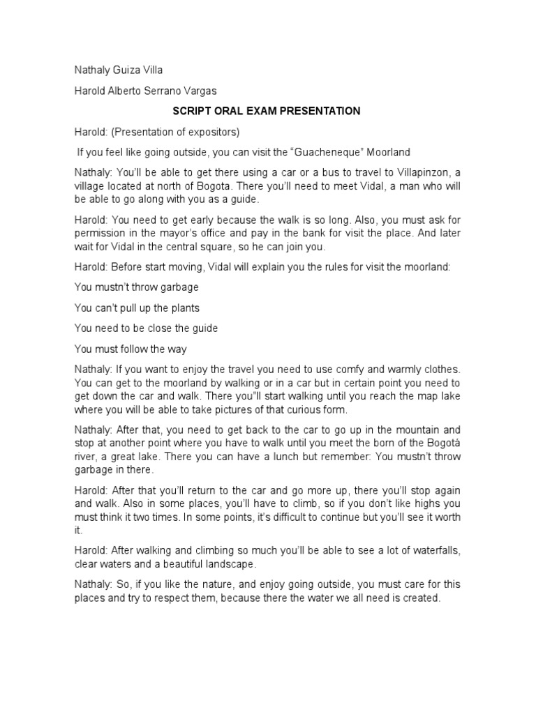 Script Oral Exam Presentation | PDF