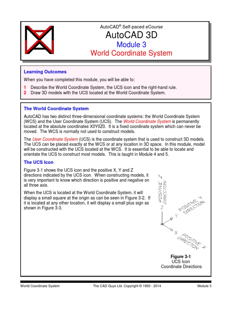Autocad 3D: World Coordinate System | PDF | 3 D Modeling | 3 D Computer ...