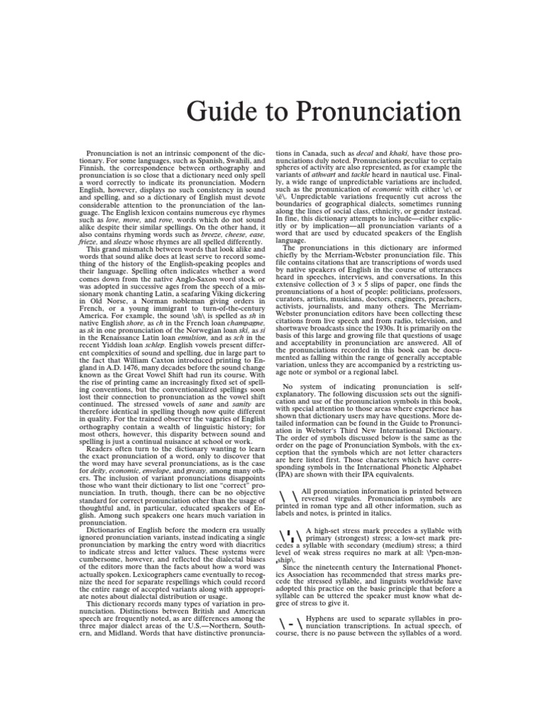 Guide To Pronunciation Site Merriam-Webster | PDF | Vowel | Syllable