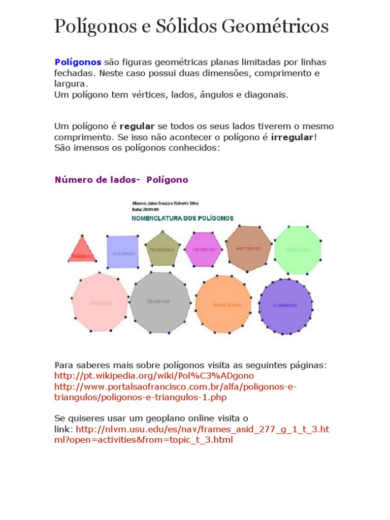 Polígonos e Sólidos Geométricos | PDF