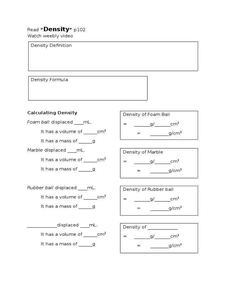 Density Calculations and Definitions | PDF