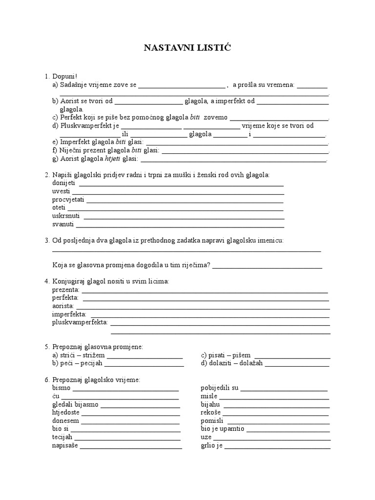 Nastavni Listić 3 | PDF