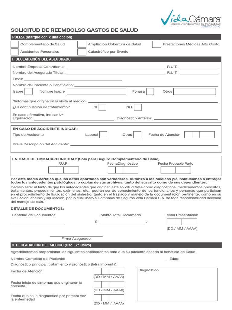 Solicitud De Reembolso Gastos De Salud: PÓLIZA (marque con x una opción ...