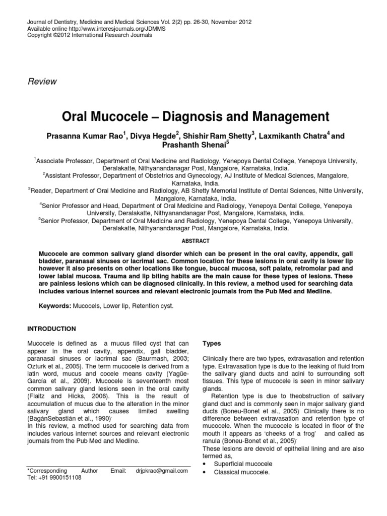 oral-mucocele-diagnosis-and-management.pdf | Epithelium | Mouth