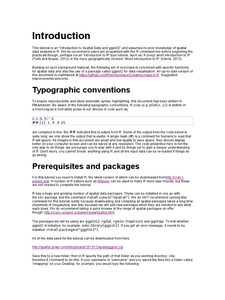 Typographic conventions: plot(x, y) monospace c , ## [1] 1 4 9 25 ...