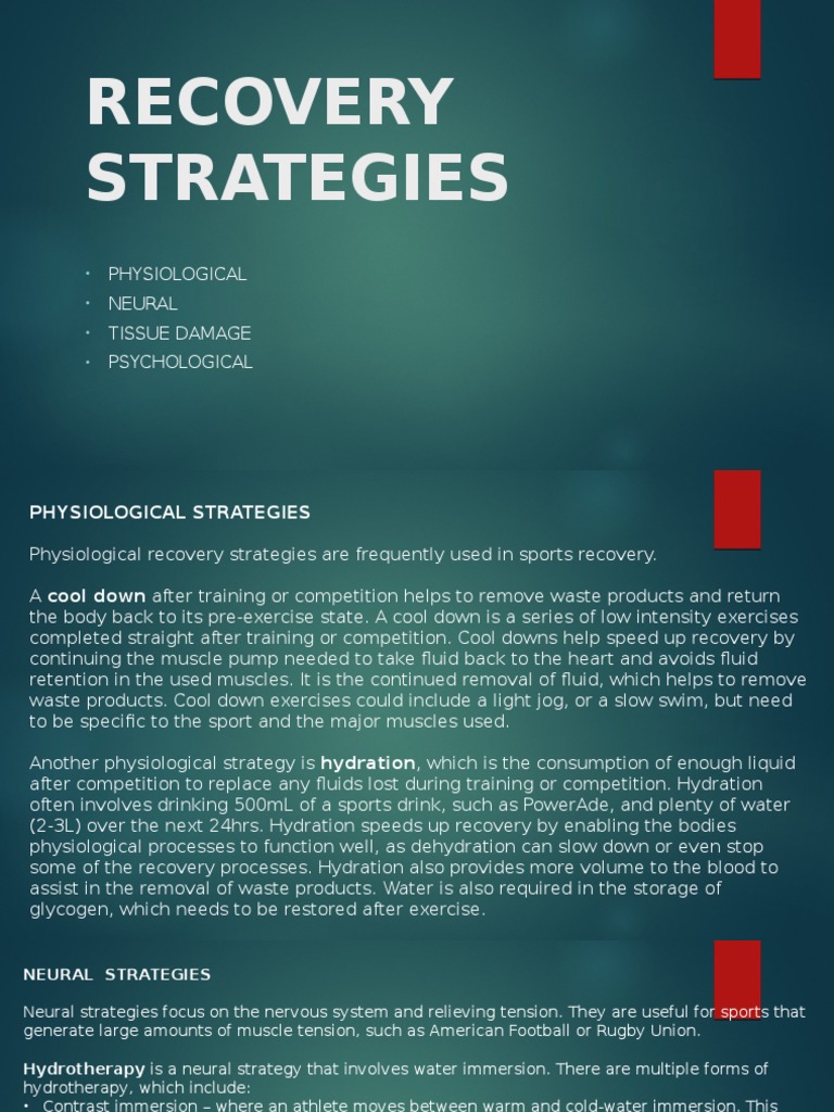 Recovery Strategies | PDF | Relaxation (Psychology) | Dehydration