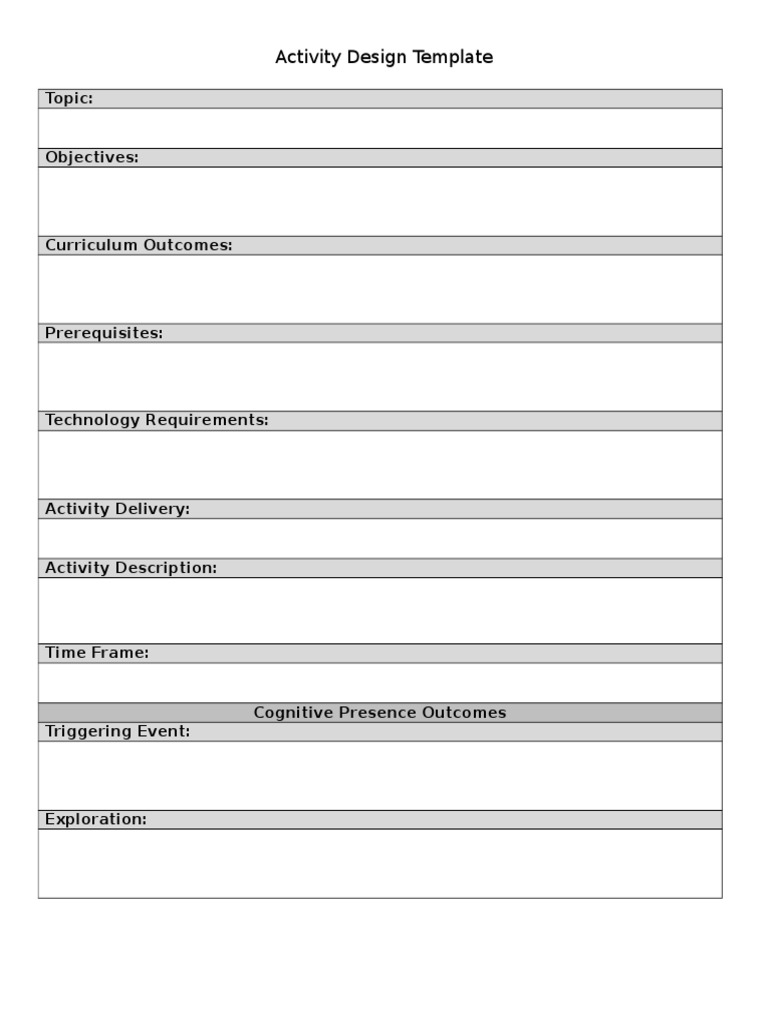 Activity Design Template: Topic | PDF