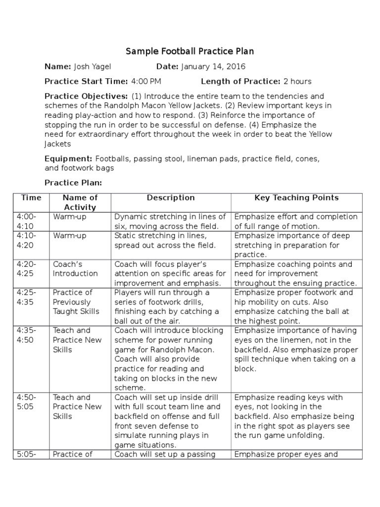 Sample Practice Plan | PDF | Sports Rules And Regulations | Sports
