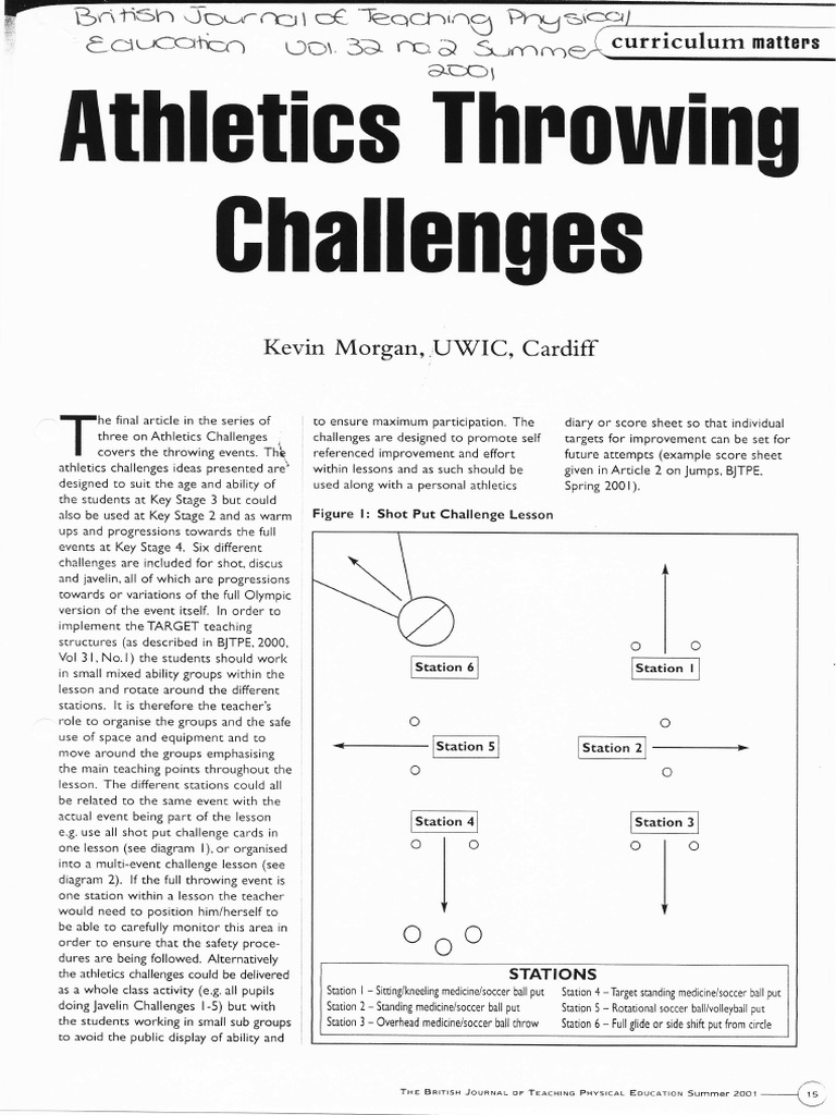 Athletics Challenges for Key Stage 3 | PDF